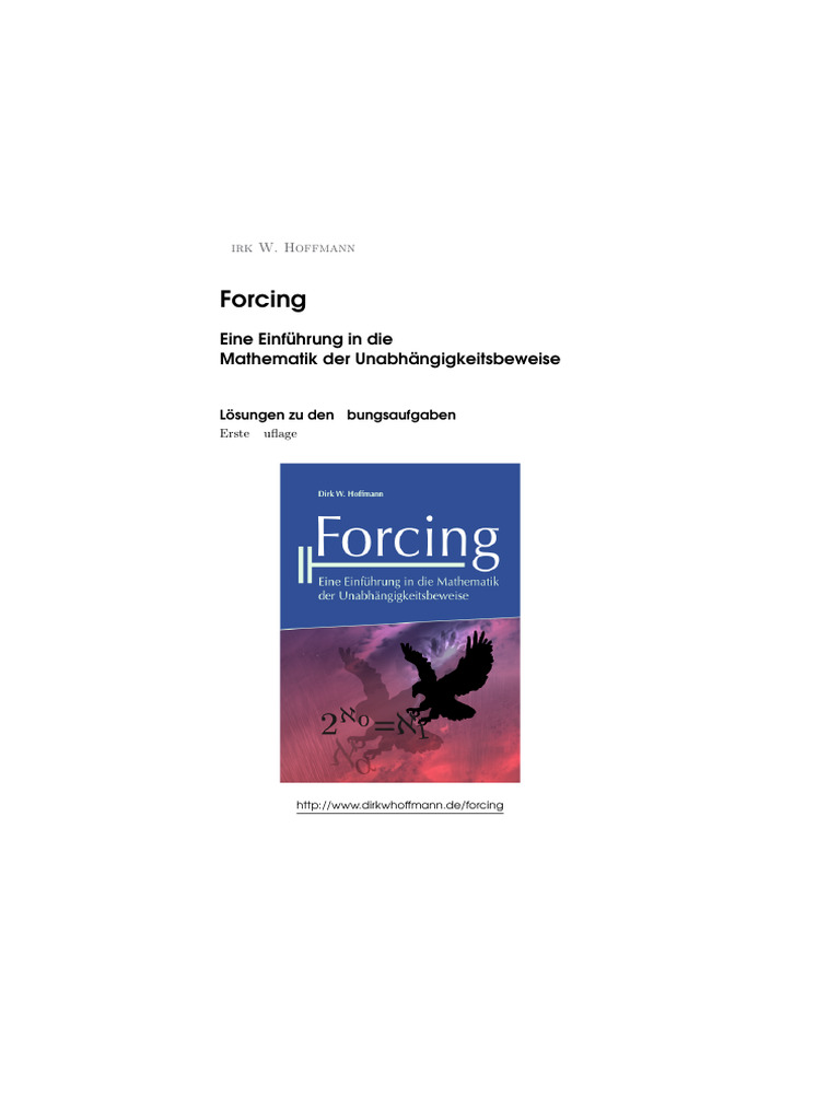 HOFFMANN, Dirk - Forcing - Lösungen | PDF | Teaching Methods & Materials | Science & Mathematics