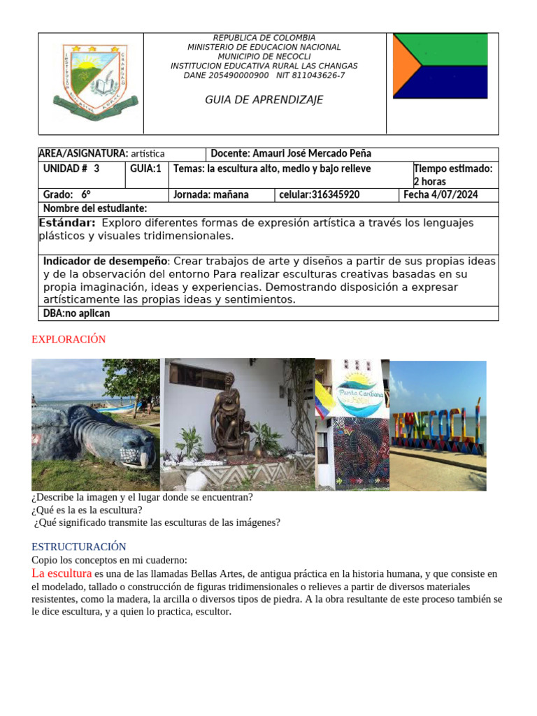Guía de Escultura para Sexto Grado | PDF | Escultura