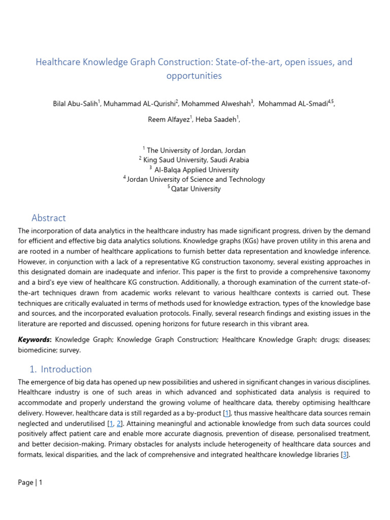 Healthcare Knowledge Graph Construction: State-Of-The-Art, Open Issues ...