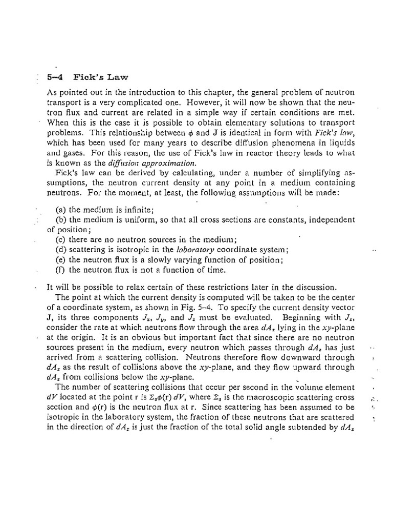 Derivation of Fick's Law | PDF