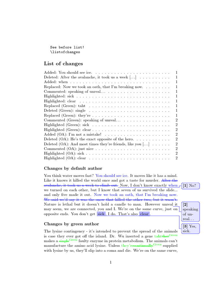 Changes Example Listofchanges List | PDF | Lysine | Molecular Biology