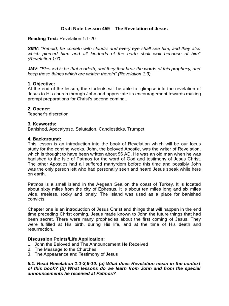 Draft Note Lesson 459 | PDF | John The Apostle | Jesus