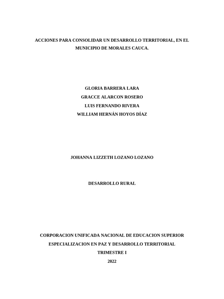 Desarrollo Territorial en Morales, Cauca | PDF