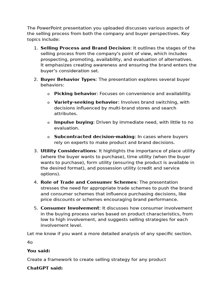 Selling Process Insights and Strategies | PDF | Consumer Behaviour | Brand