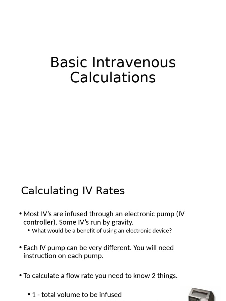 Basic Intravenous Calculations | PDF | Intravenous Therapy | Medical ...