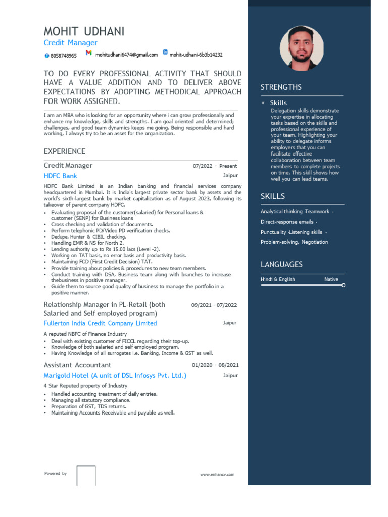 Mohit Udhani Resume | PDF | Business