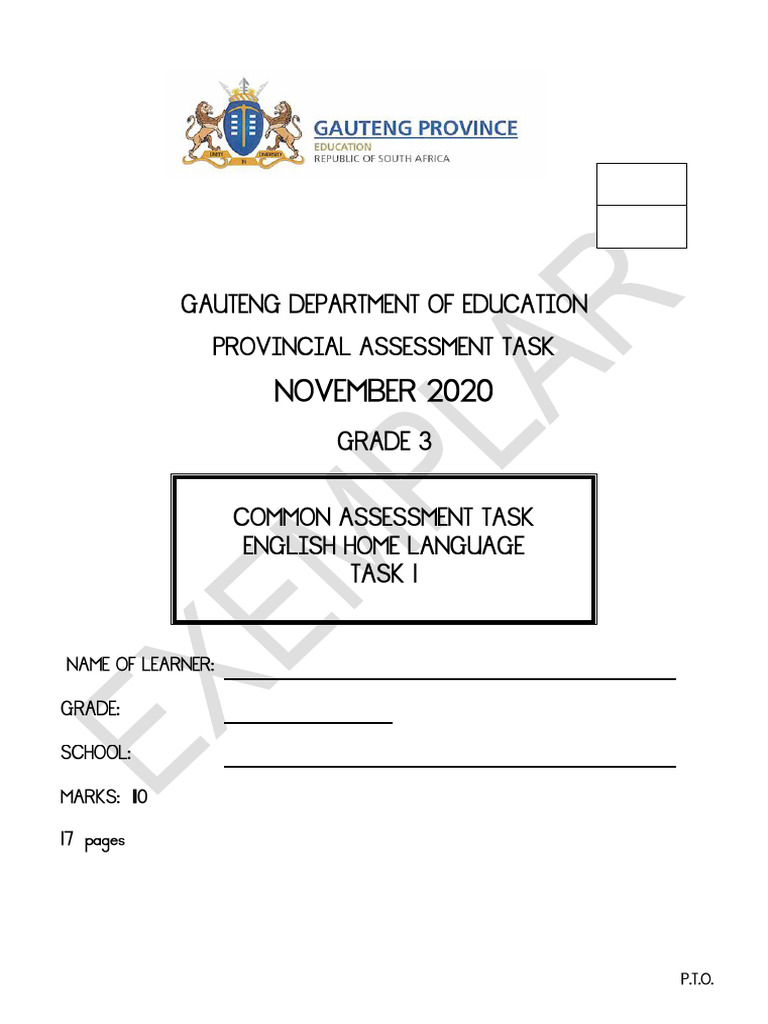 Gr3 ENG HL 2020 Exemplars Assessment Task | PDF