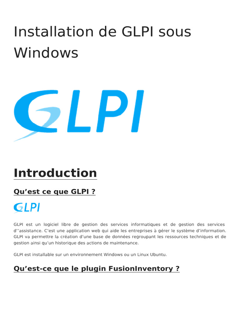Installation de Glpi Sous Windows | PDF | Logiciel | Microsoft Windows