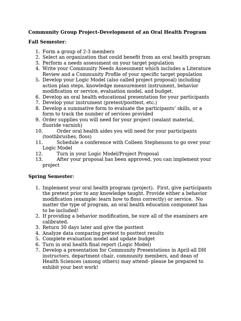 Steps For Completing A Community Oral Health Program | PDF