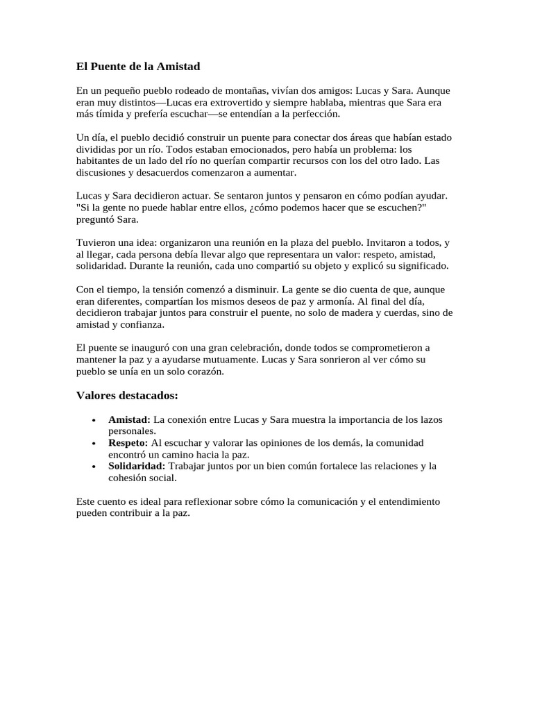 El Puente De La Amistad Pdf