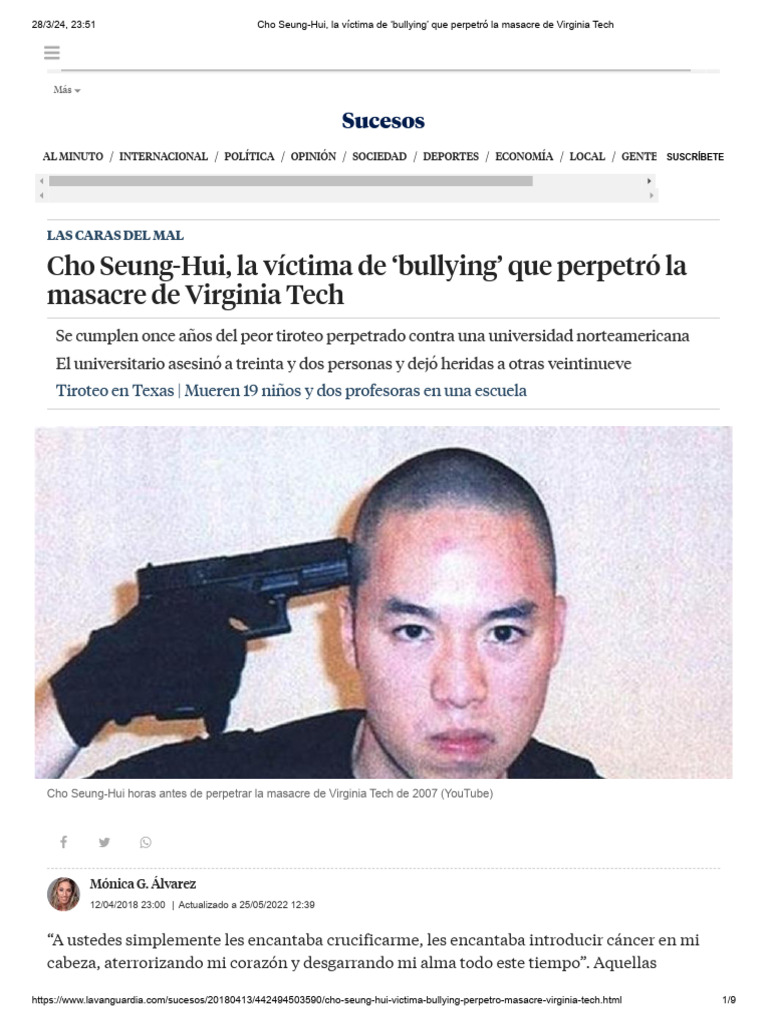 Cho Seung-Hui, La Víctima de Bullying' Que Perpetró La Masacre de ...