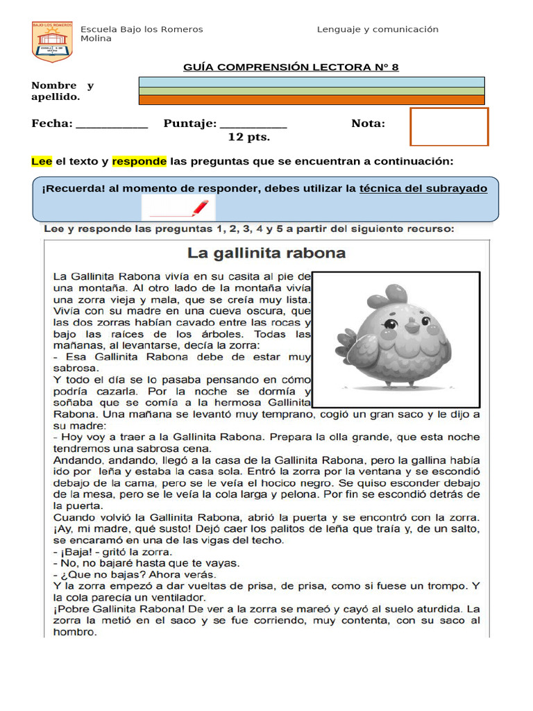 Comprensión Lectora 8 | PDF