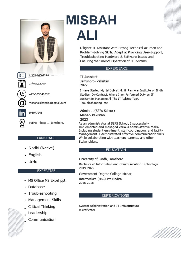Misbah Ali CV | PDF | Computing