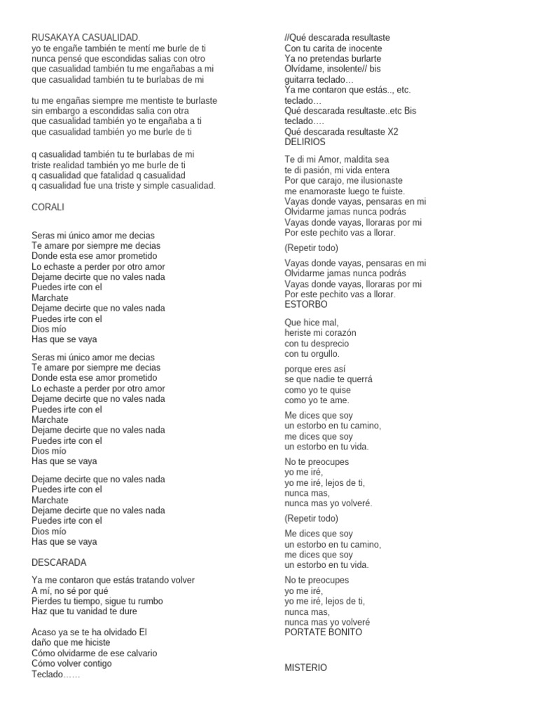 Chichas Letras | PDF