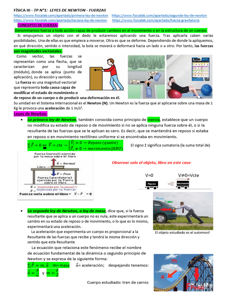 TP N°1 Leyes de Newton y fuerzas | PDF | Fuerza | Las leyes del ...