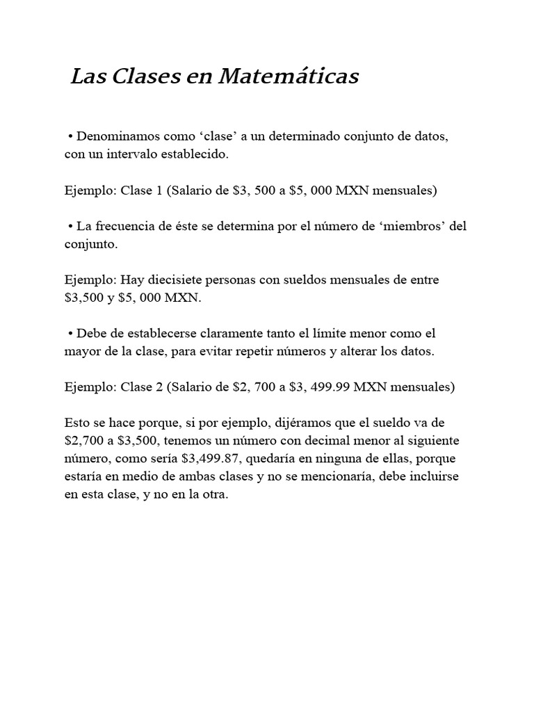 Las Clases en Matemáticas | PDF
