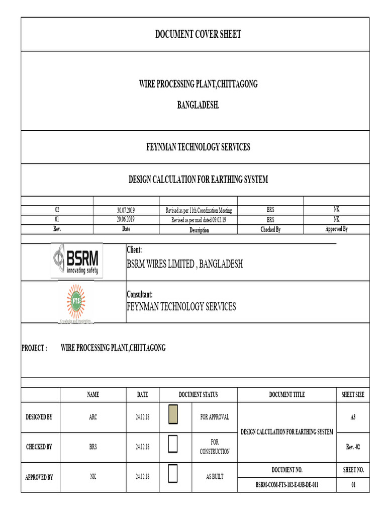 Earthing Calculation r2 31.07.19 | PDF | Electrical Resistivity And ...