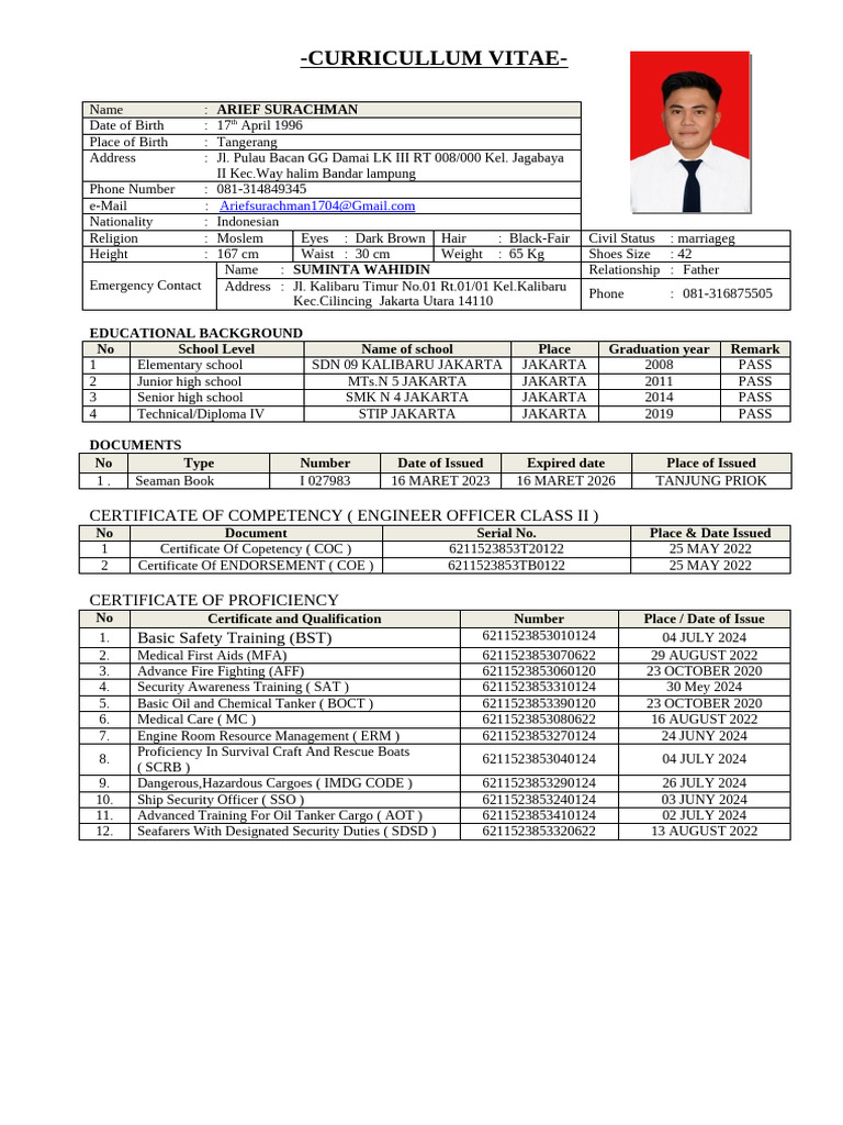 CV_ARIEF_SURACHMAN_baru_2024 | PDF | Merchant Navy | Shipping