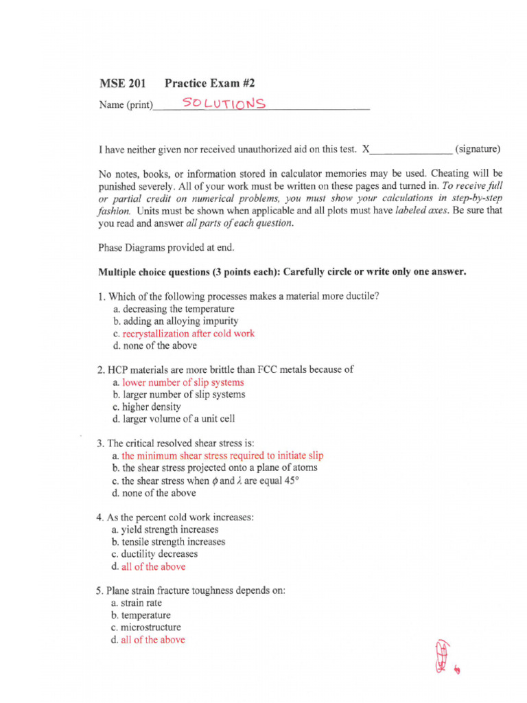 Practice Exam 2- Solution | Pdf