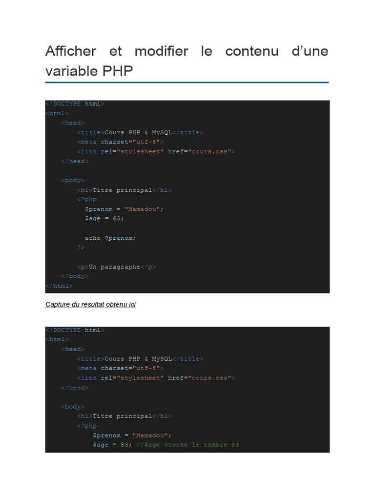TP 1 - PHP & MySQL | PDF | PHP | Booléen