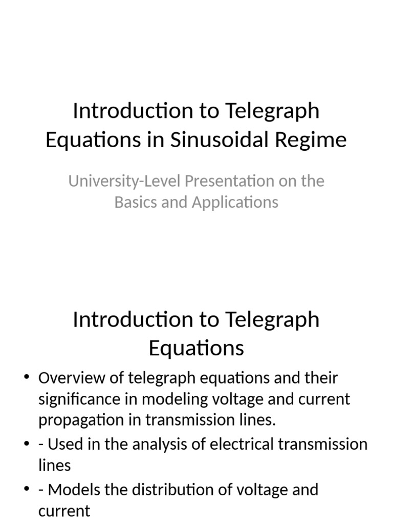 Telegraph Equations in Sinusoidal Regime | PDF | Technology & Engineering