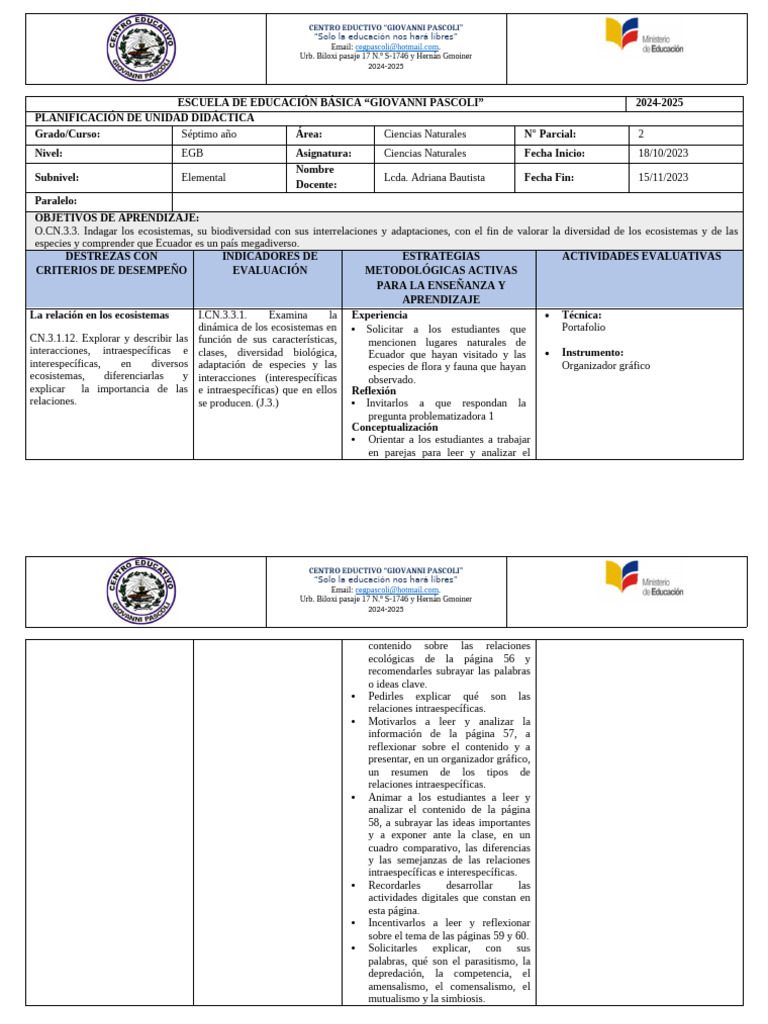 Pud 2 Séptimo CCNN | PDF | Plan de estudios | Evaluación