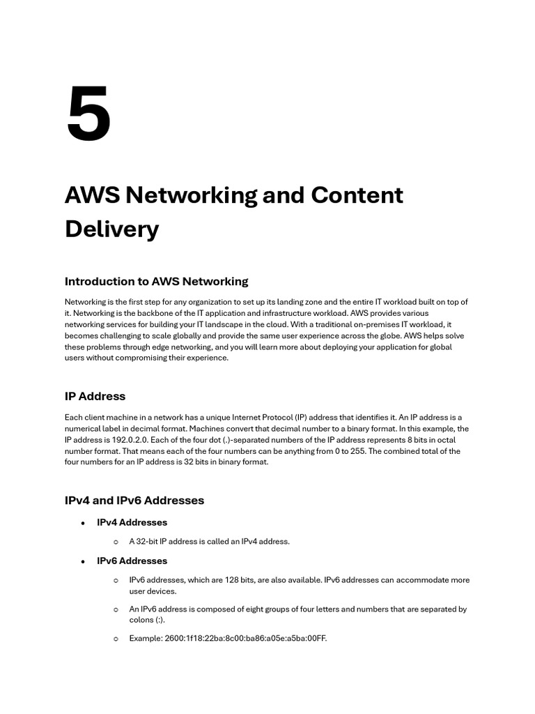AWS Networking and Content Delivery | PDF | Ip Address | I Pv6
