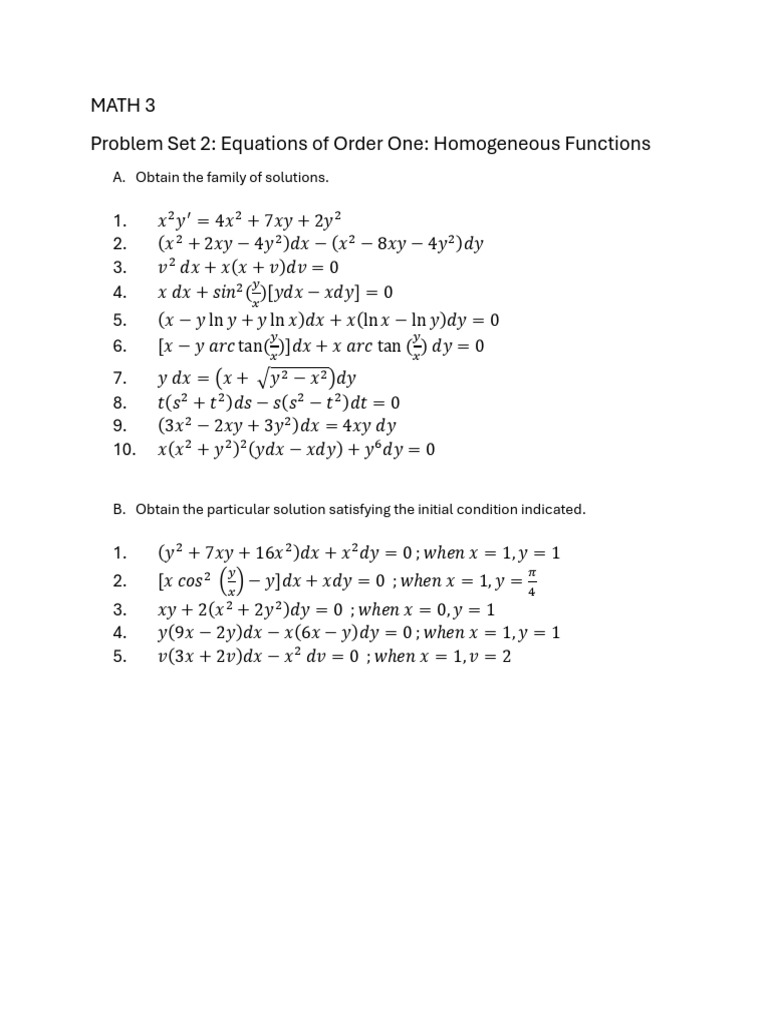 Problem Set 2 Homogeneous Functions | PDF
