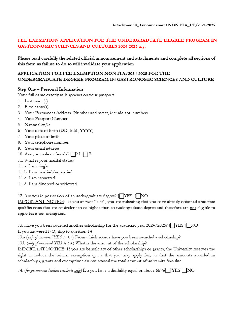 Fee Exemption Application 2024-2025 | PDF | Stepfamily | Mortgages