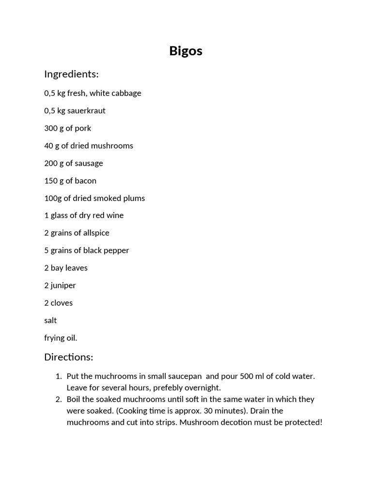 Bigos | PDF | Home & Garden