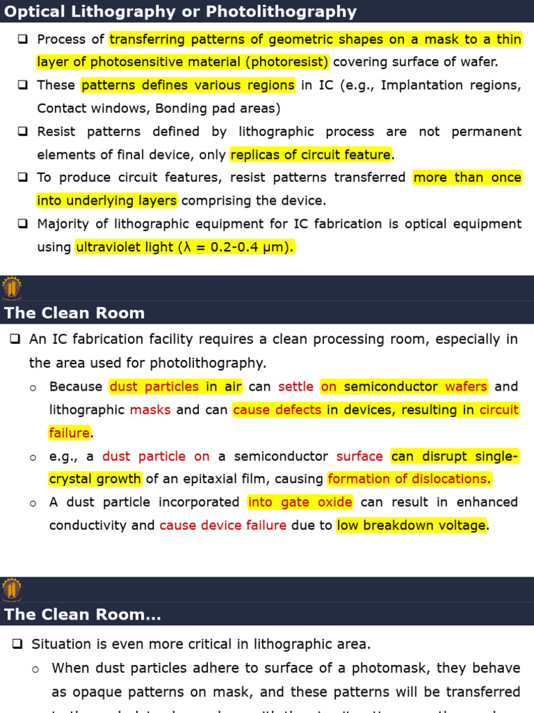 EEE-475 L4T1 19eee Class-6 Removed | PDF | Photolithography | Materials ...