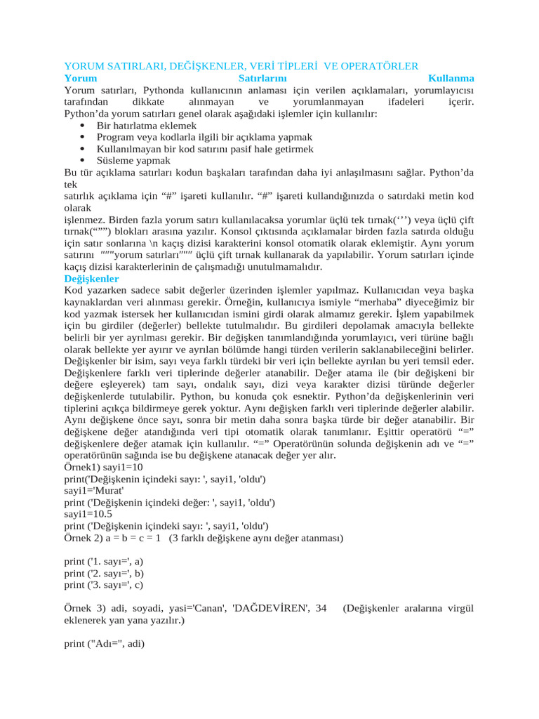 Python Ders Notu Pdf
