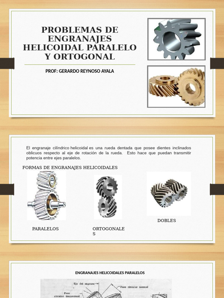 Engranajes Helicoidales Paralelos y Ortogonales | PDF | Engranaje ...