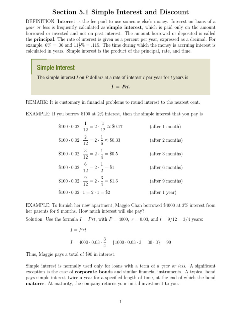 Simple Interest and Discount | PDF | Interest | United States Treasury ...