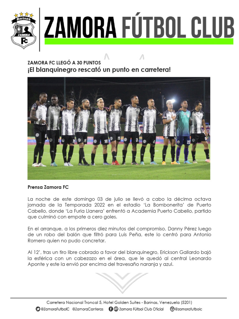 Zamora Fc Llegó a 30 Puntos | PDF | Asociación de equipos de fútbol ...