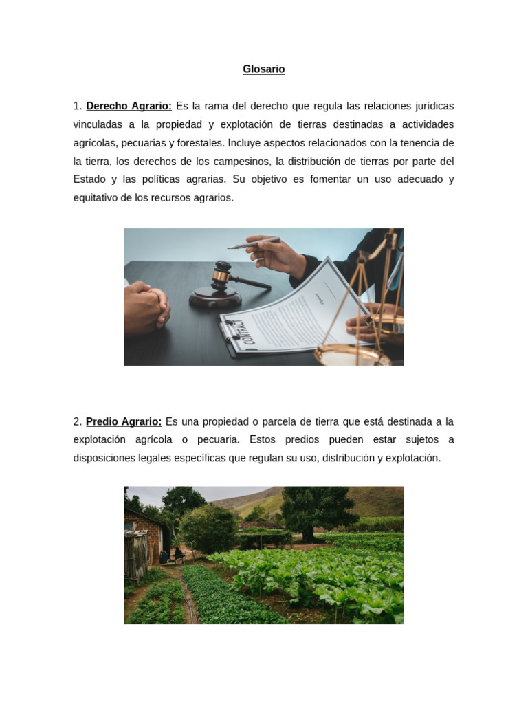 Glosario N°1 DerAgrario | PDF | Derecho Glosario N°1 DerAgrario | PDF | Derecho