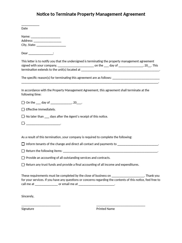 Sample Notice-to-Terminate-Property-Management-Agreement | PDF