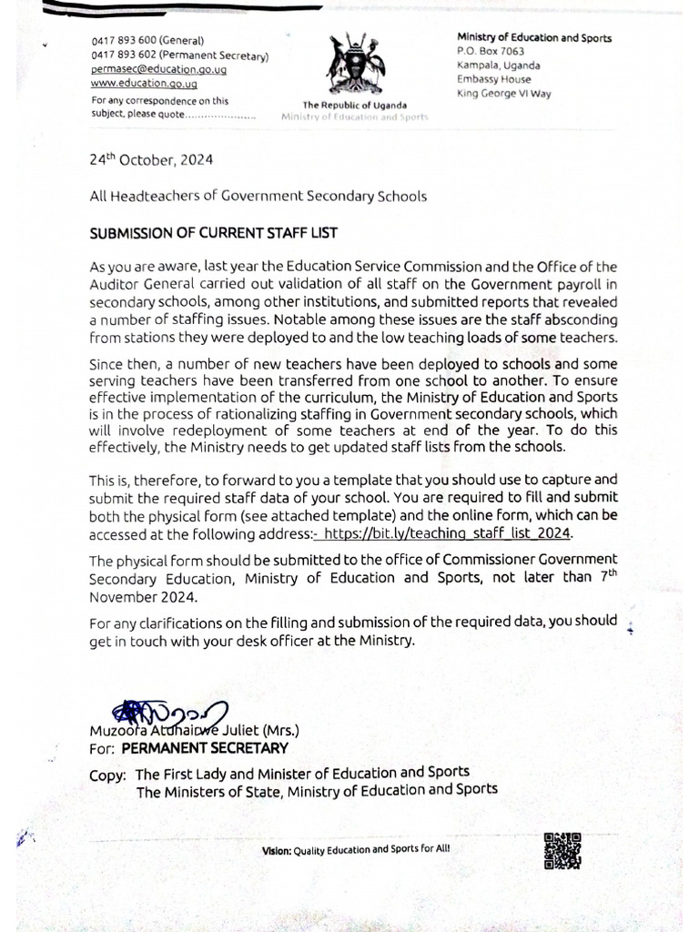 Request For Current Staff List | PDF