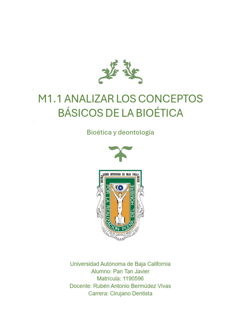 M1.1 Analizar Los Conceptos Básicos de La Bioética | PDF | Bioética | Psicología Social