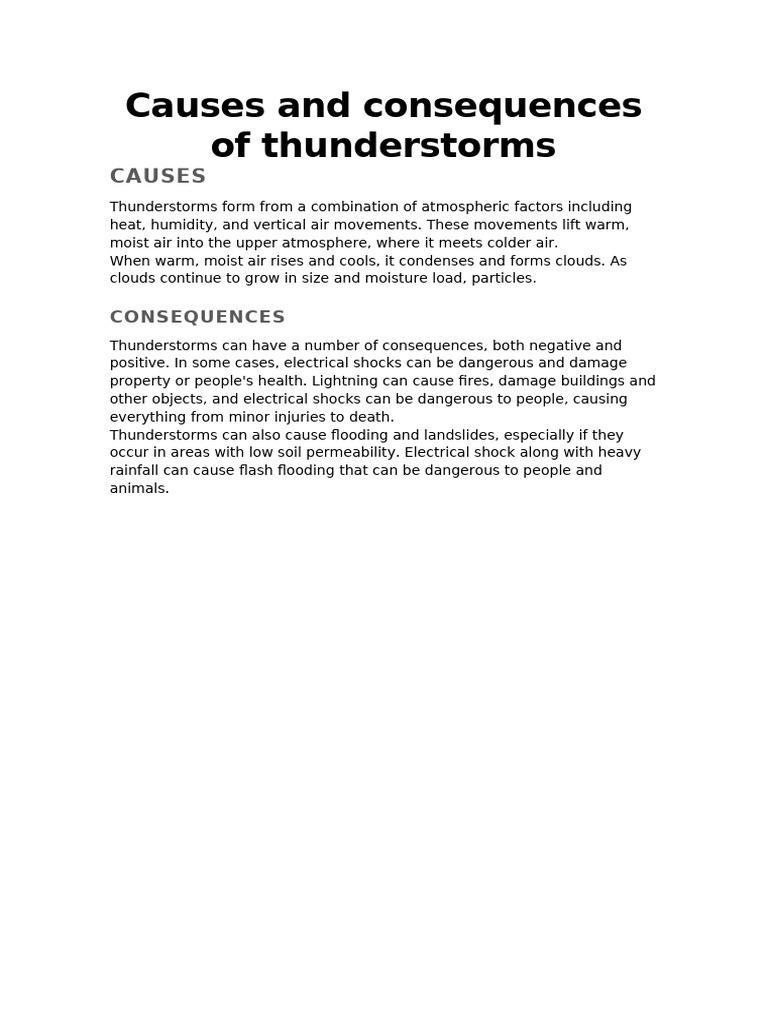 Causes and Consequences of Thunderstorms | PDF | Science & Mathematics