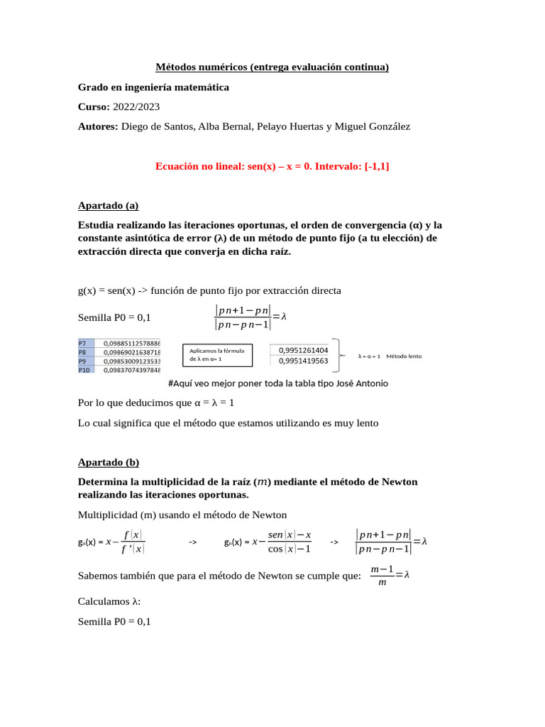 Entrega_Métodos_Numéricos | PDF | Análisis numérico | Algoritmos