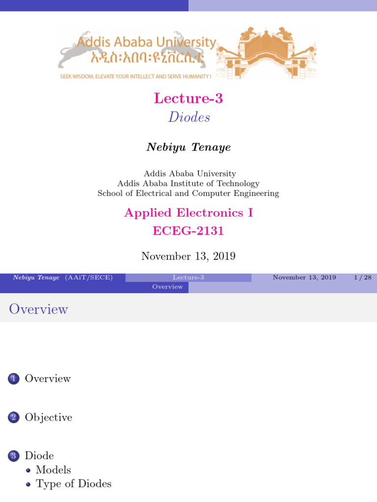 AE.1 Lecture 3 | PDF | Diode | P–N Junction