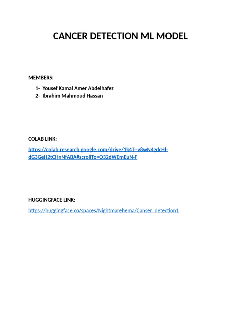 Cancer Detection ML Model | PDF Cancer Detection ML Model | PDF