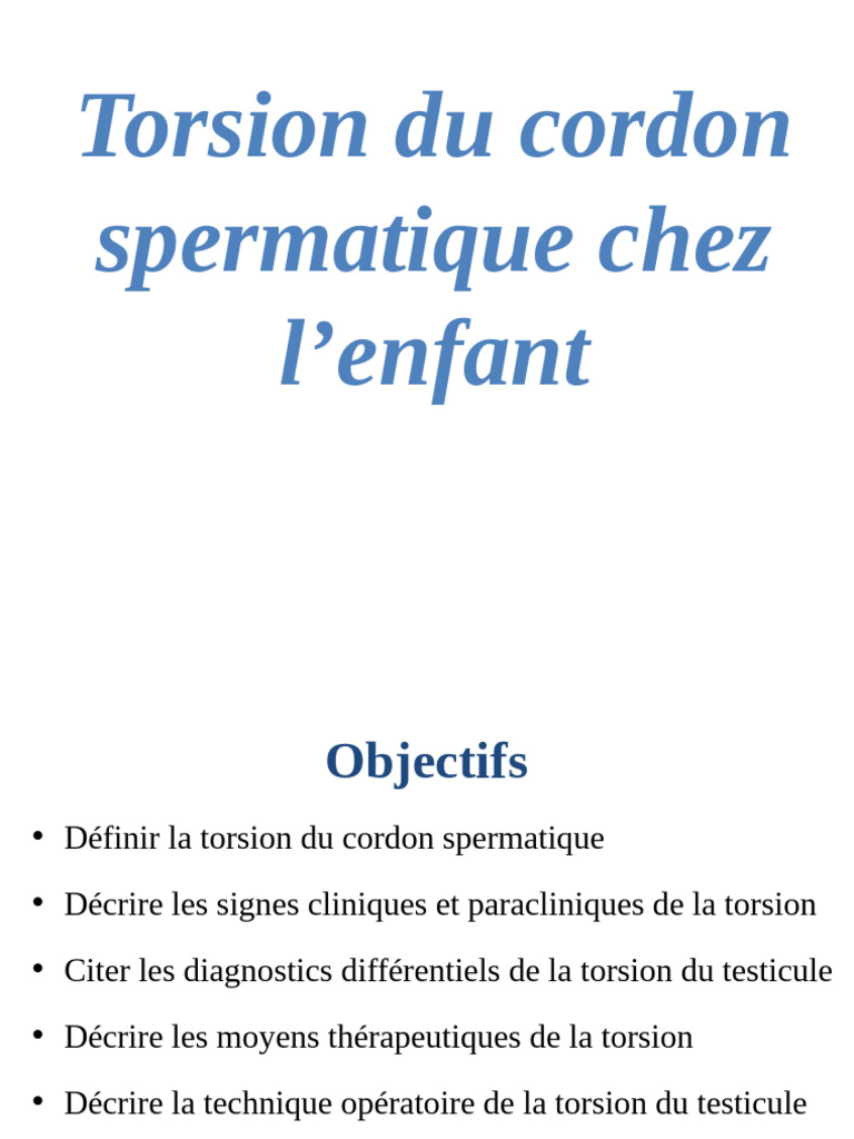 Torsion Du Cordon Spermatique | PDF | Testicule | Vaisseau sanguin