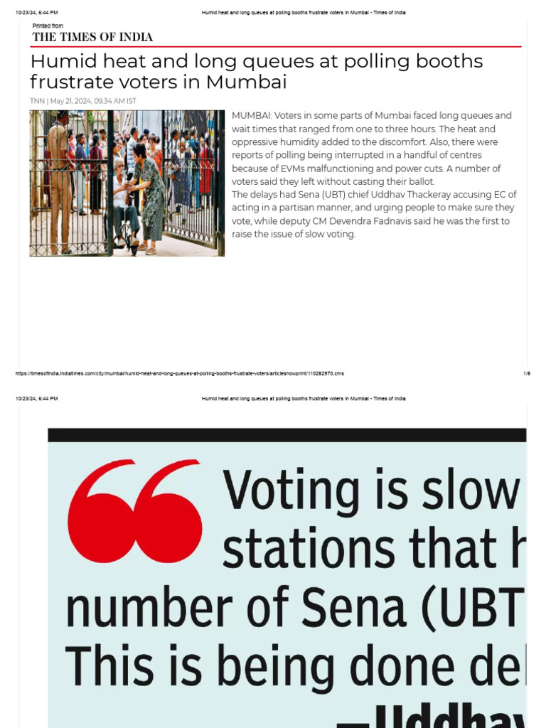 Humid Heat and Long Queues at Polling Booths Frustrate Voters in Mumbai ...