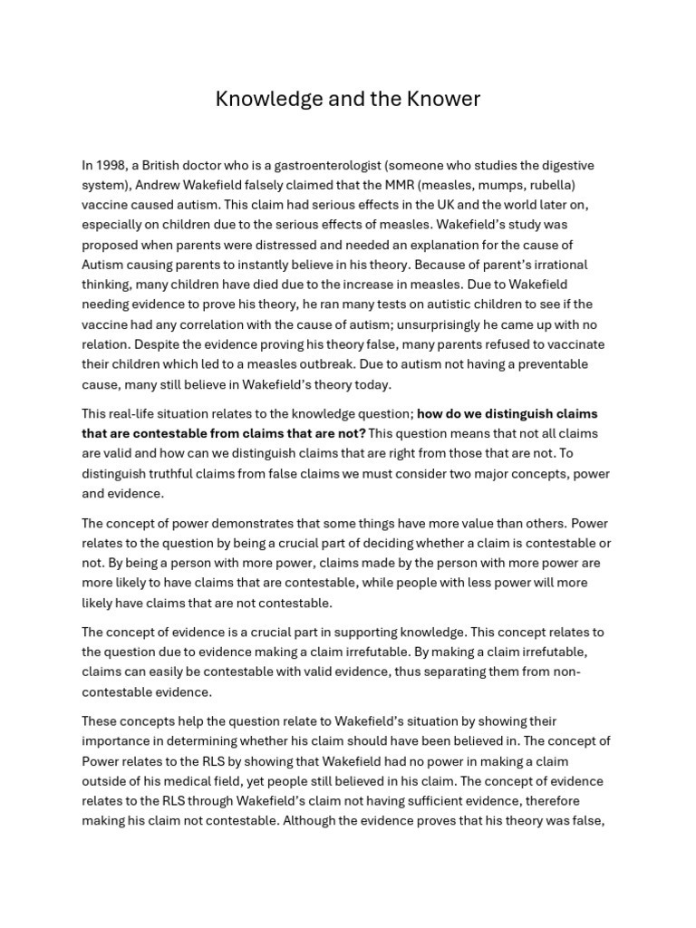 Knowledge and The Knower | PDF | Immunology | Vaccination