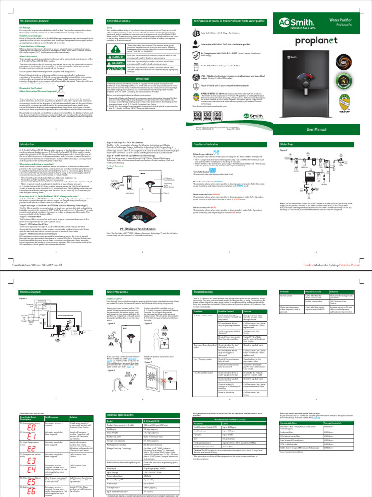P8 User Manual 1 | PDF | Water Purification | Membrane