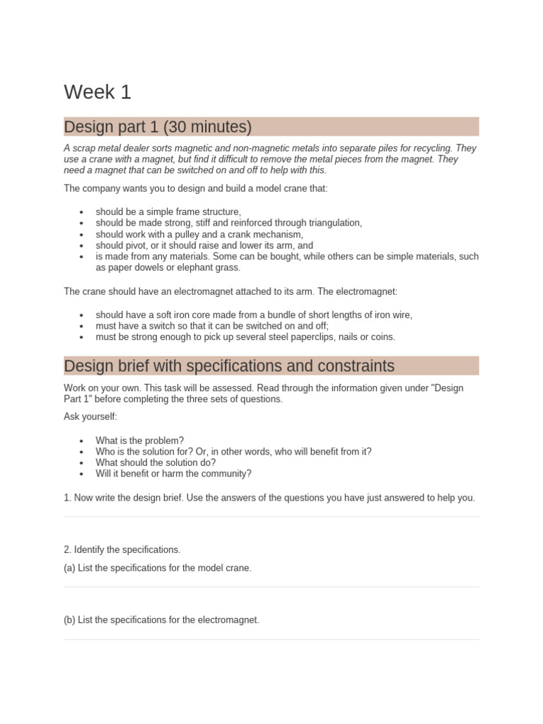 Model Crane and Electromagnet Design Guide | PDF | Crane (Machine) | Length