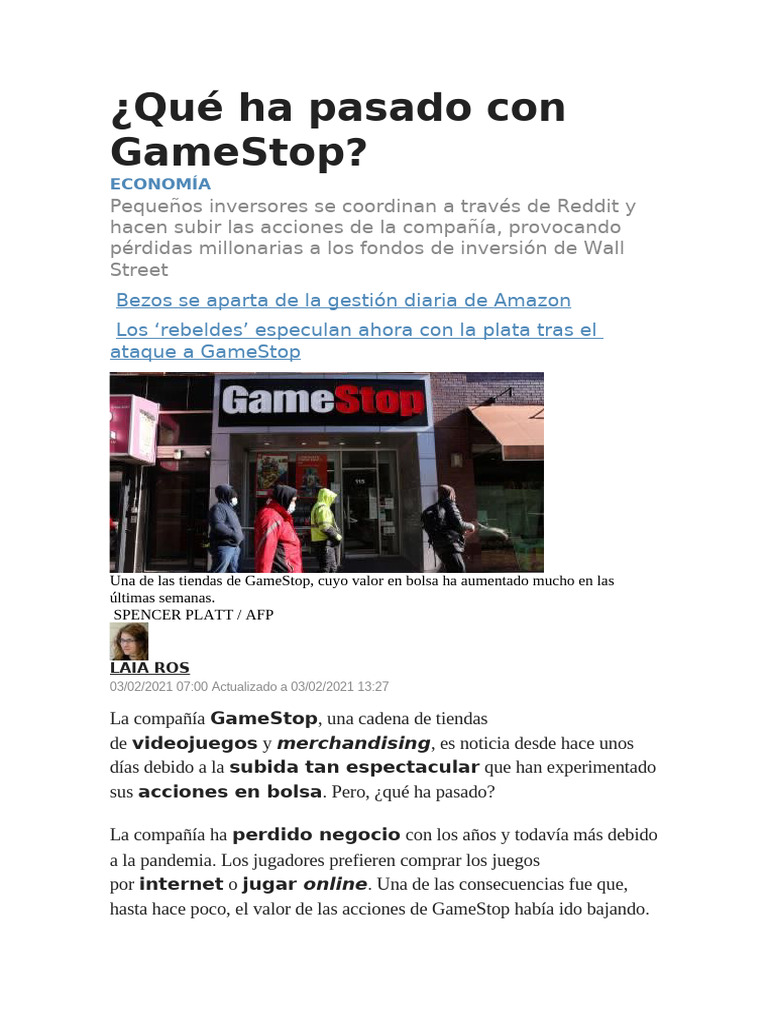 S09 - S1 Lectura GameStop Vs Eficiencia | PDF | Compartir (Finanzas) | Sector privado