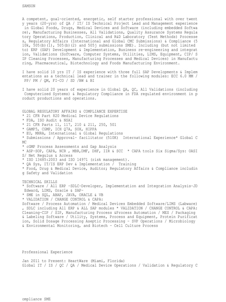 QA / Validation / Regulatory Compliance/ IT/ IS | PDF | Verification ...